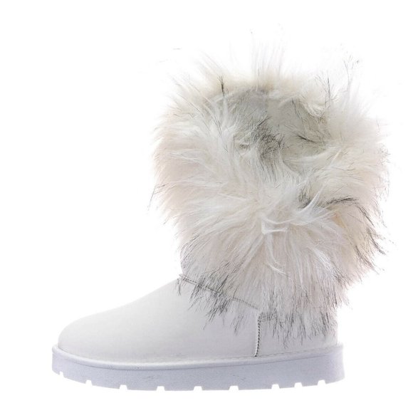 BAMBOO | Shoes | New Fluffy Faux Fur Collar Platform Mid Calf Boots ...